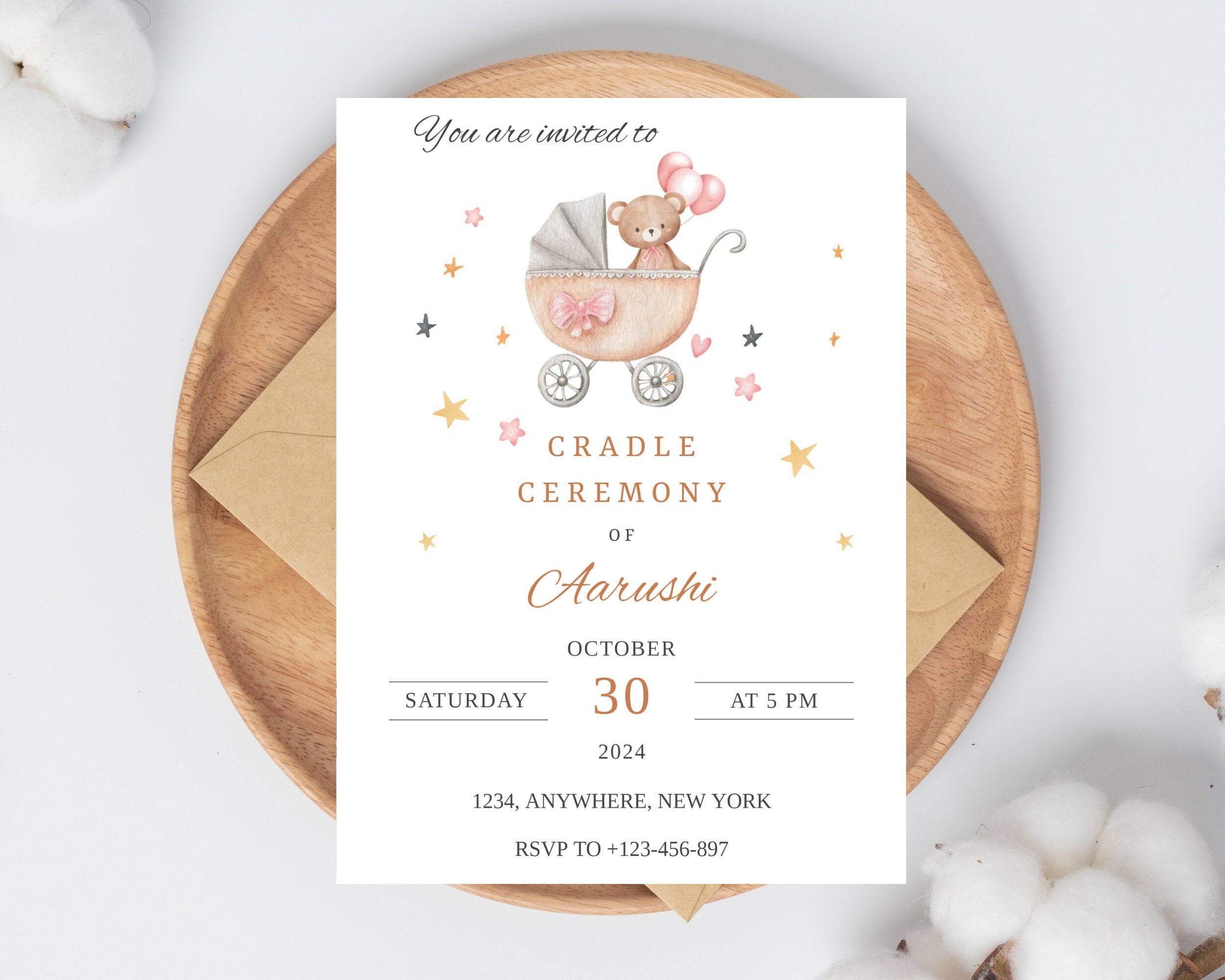 Cradle Ceremony Invitation Template Cradle Invitation Girl Naming ...