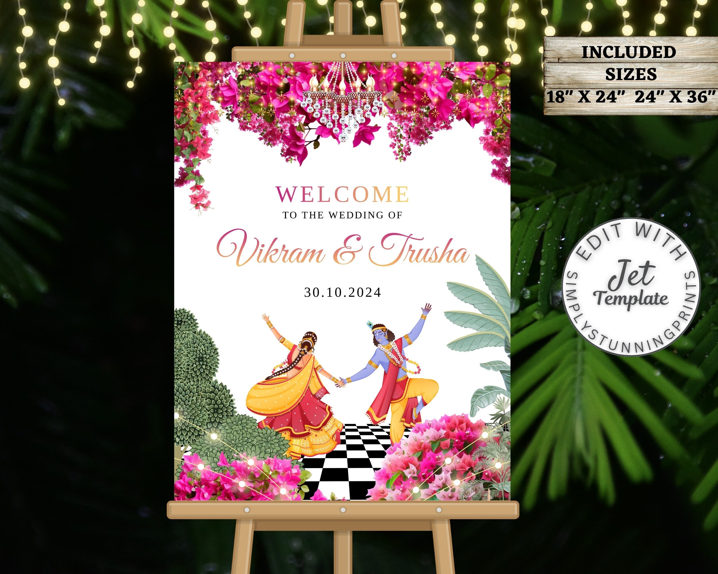 Indian Wedding Welcome Sign Traditional Wedding Entrance Decoration ...