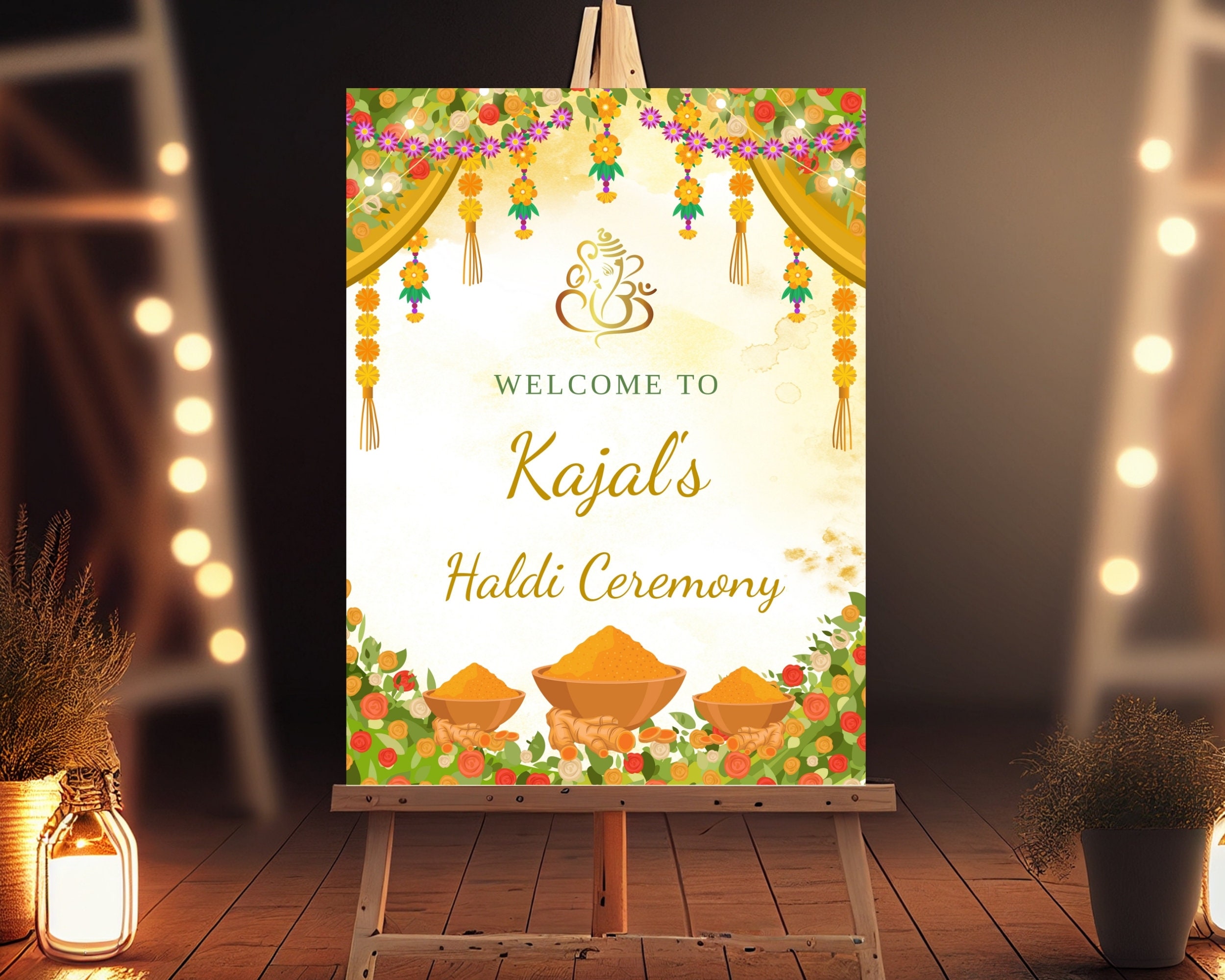 Haldi Ceremony Welcome Sign as Pithi Sign Indian Haldi Decor Wedding ...
