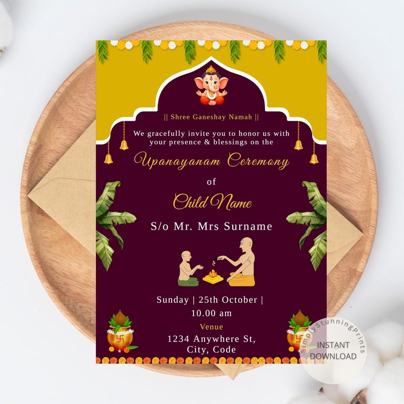 Bratabandha Card Template - Etsy