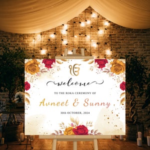 Watercolor Floral Roka Ceremony Welcome Sign: Indian Engagement DIY ...