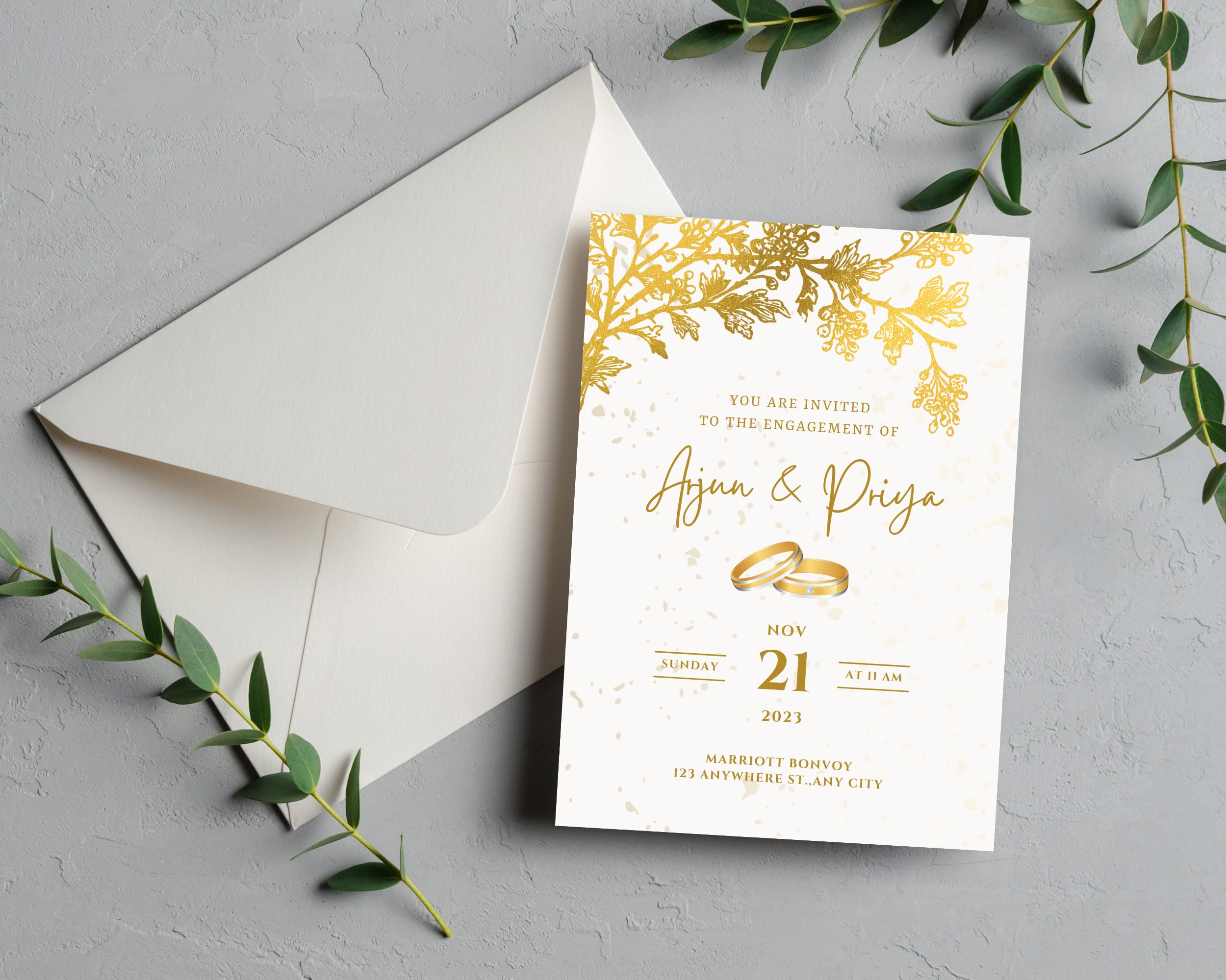 Modern and Elegant Engagement Invitation Engagement Party Invite Ring ...
