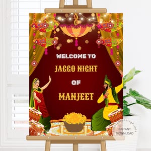 Jaggo Night Welcome Sign | Sikh Pre Wedding Decoration Poster | Panjabi ...