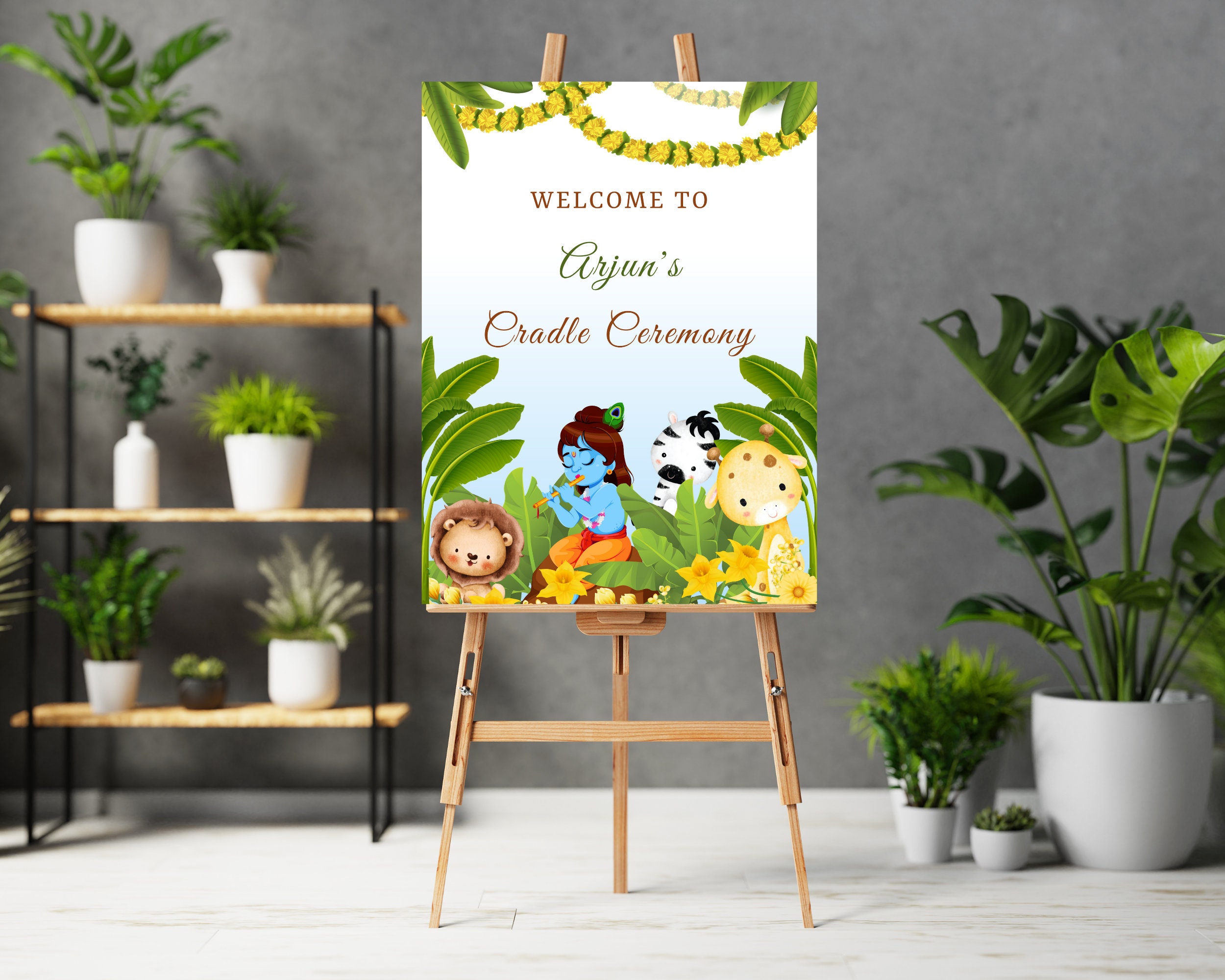 Jungle Safari Cradle Welcome Sign Baby Cradle Ceremony Sign Cradle ...