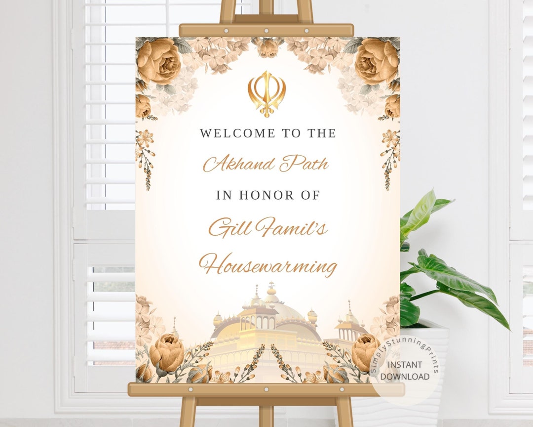 Sri Akhand Path Welcome Sign for New Home | Sikh Housewarming Welcome ...