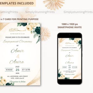 Muslim Engagement Invitation Card | Floral Engagement Invite | Ring ...