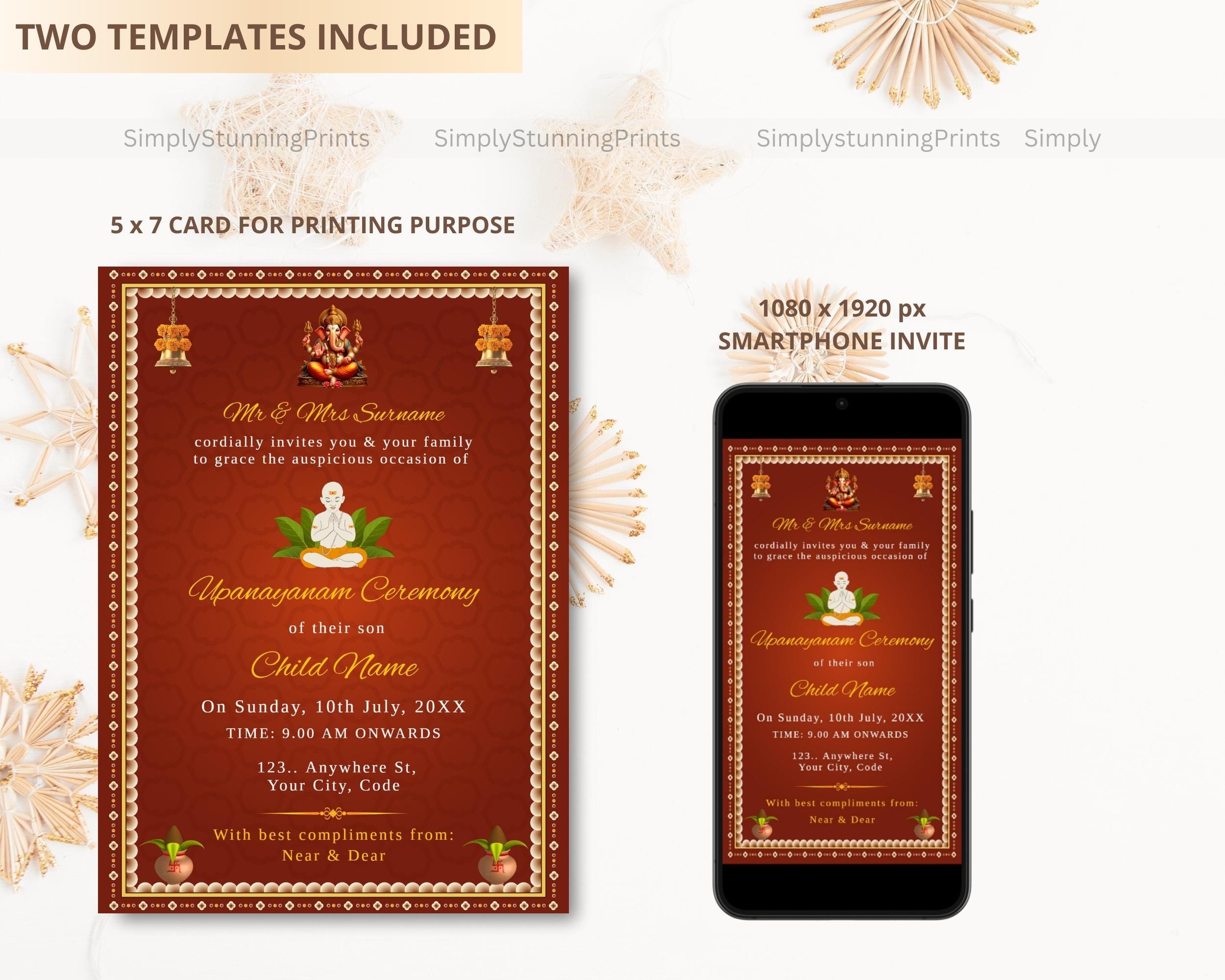 Thread Ceremony Invitation Card | Janoi Ceremony Invite | Upanayanam ...