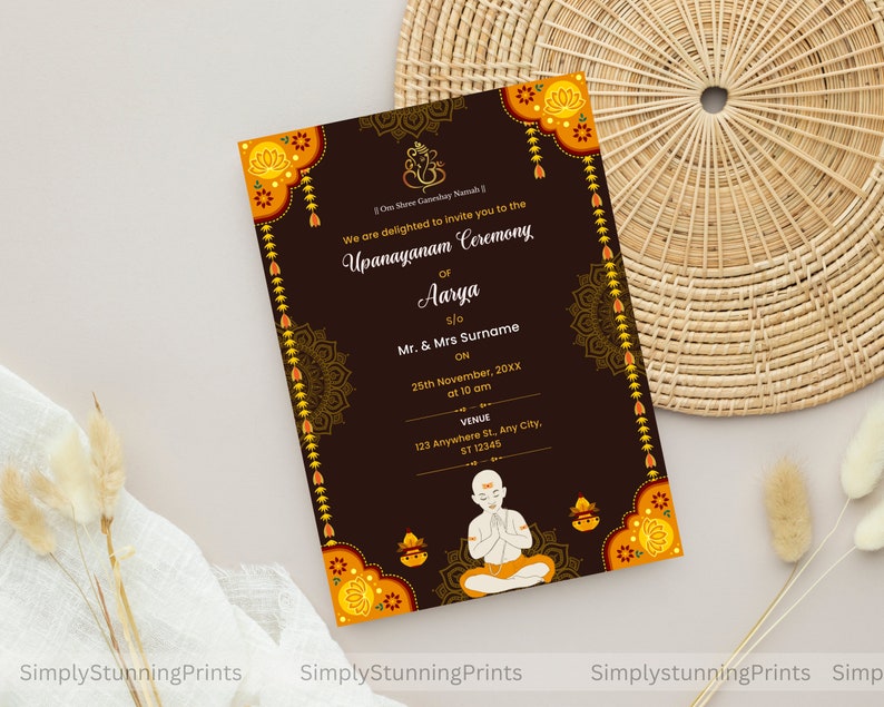 Upanayanam Ceremony Invitation Card Janoi Invitation Yoganupavit ...
