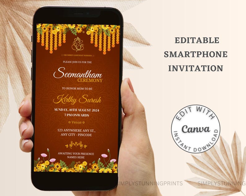 Seemantham Invitation Card | Indian Baby Shower Invitation Template ...
