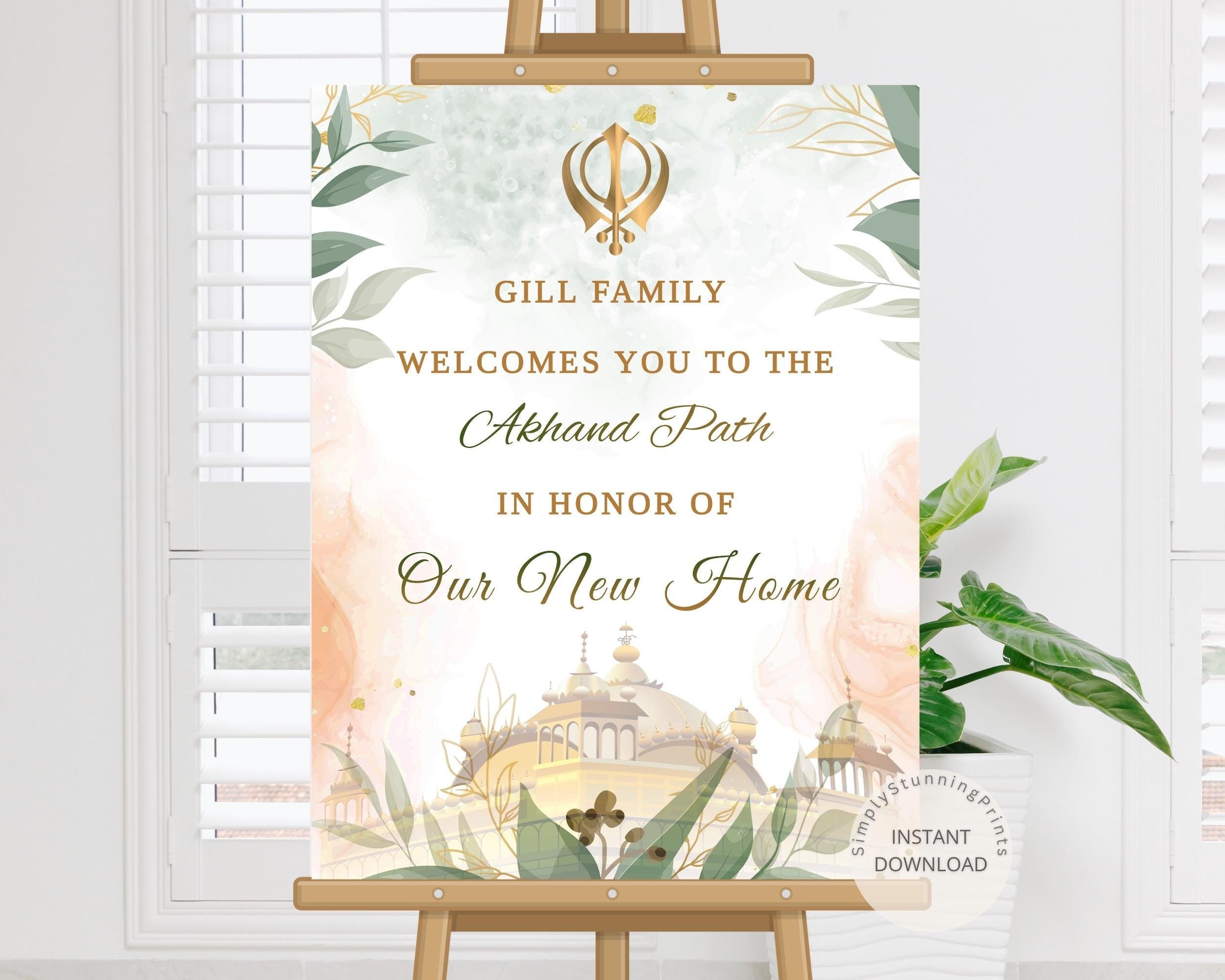 Sikh Akhand Path Welcome Sign: New Home Housewarming Decor (digital ...