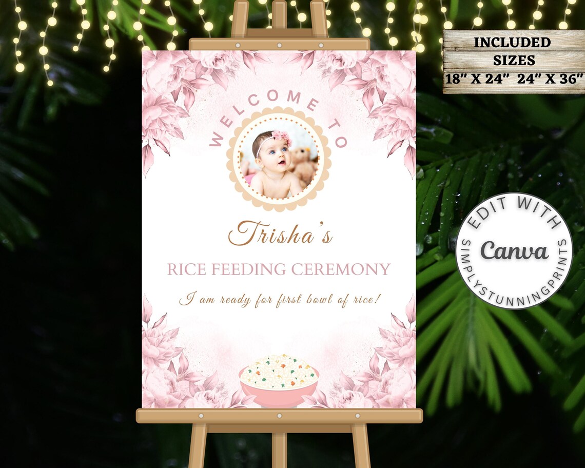 Rice Feeding Ceremony Welcome Sign Rice Weaning Welcome Sign Rice ...