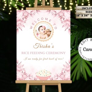 Rice Feeding Ceremony Welcome Sign | Rice Weaning Welcome Sign | Rice ...