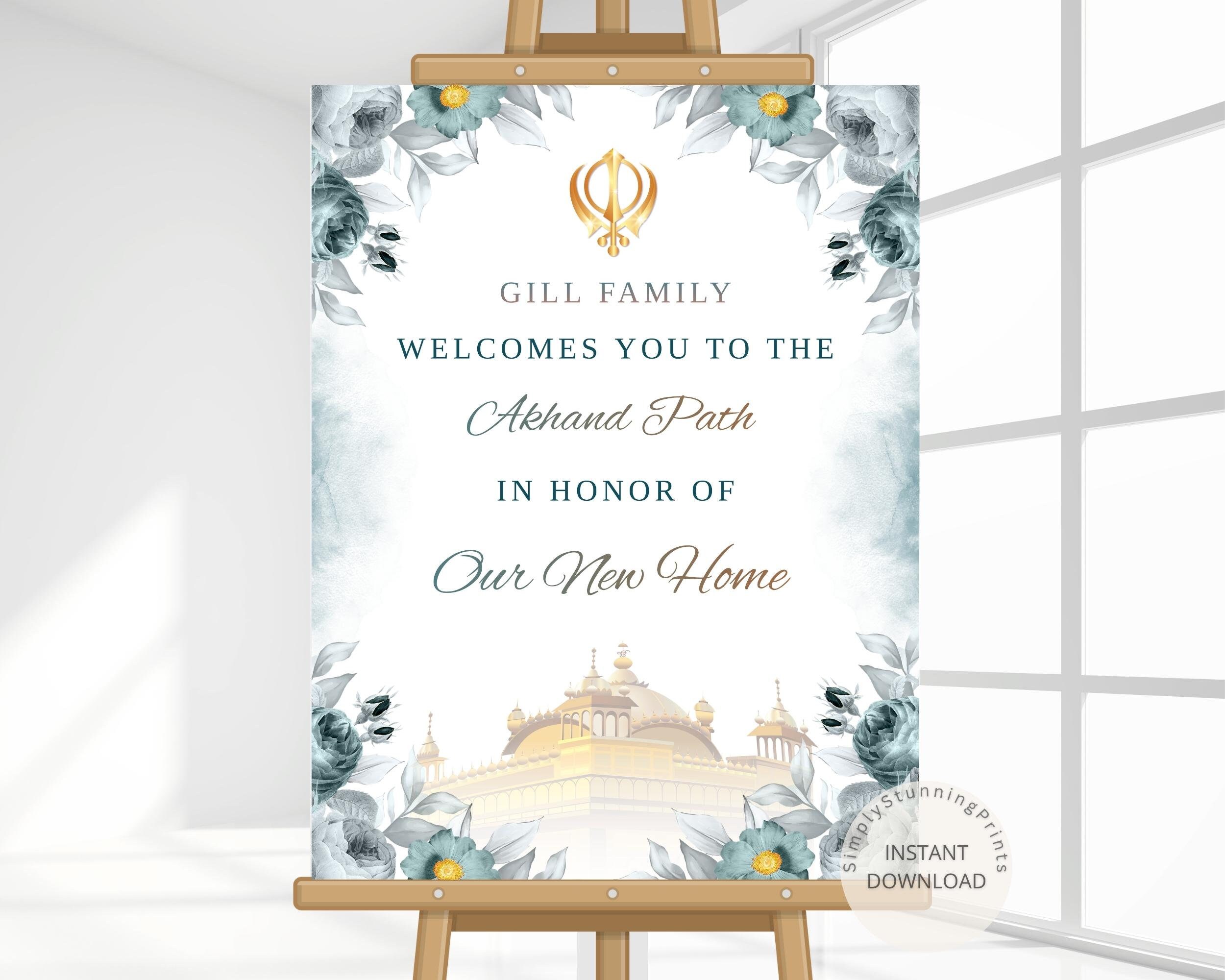 Sri Akhand Path Welcome Sign Sikh Housewarming Welcome Sign Akhand Path ...