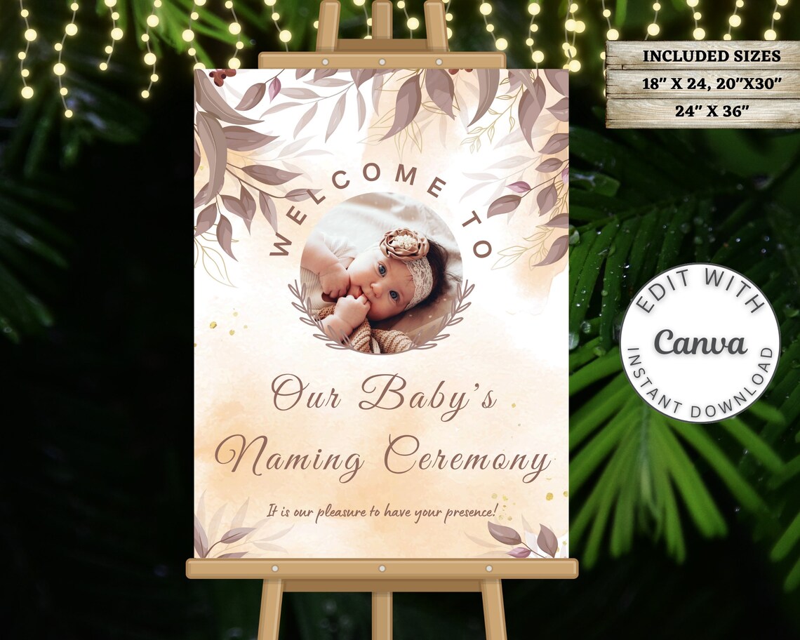 Naming Ceremony Photo Welcome Sign Naming Day Entry Sign Cradle Welcome ...
