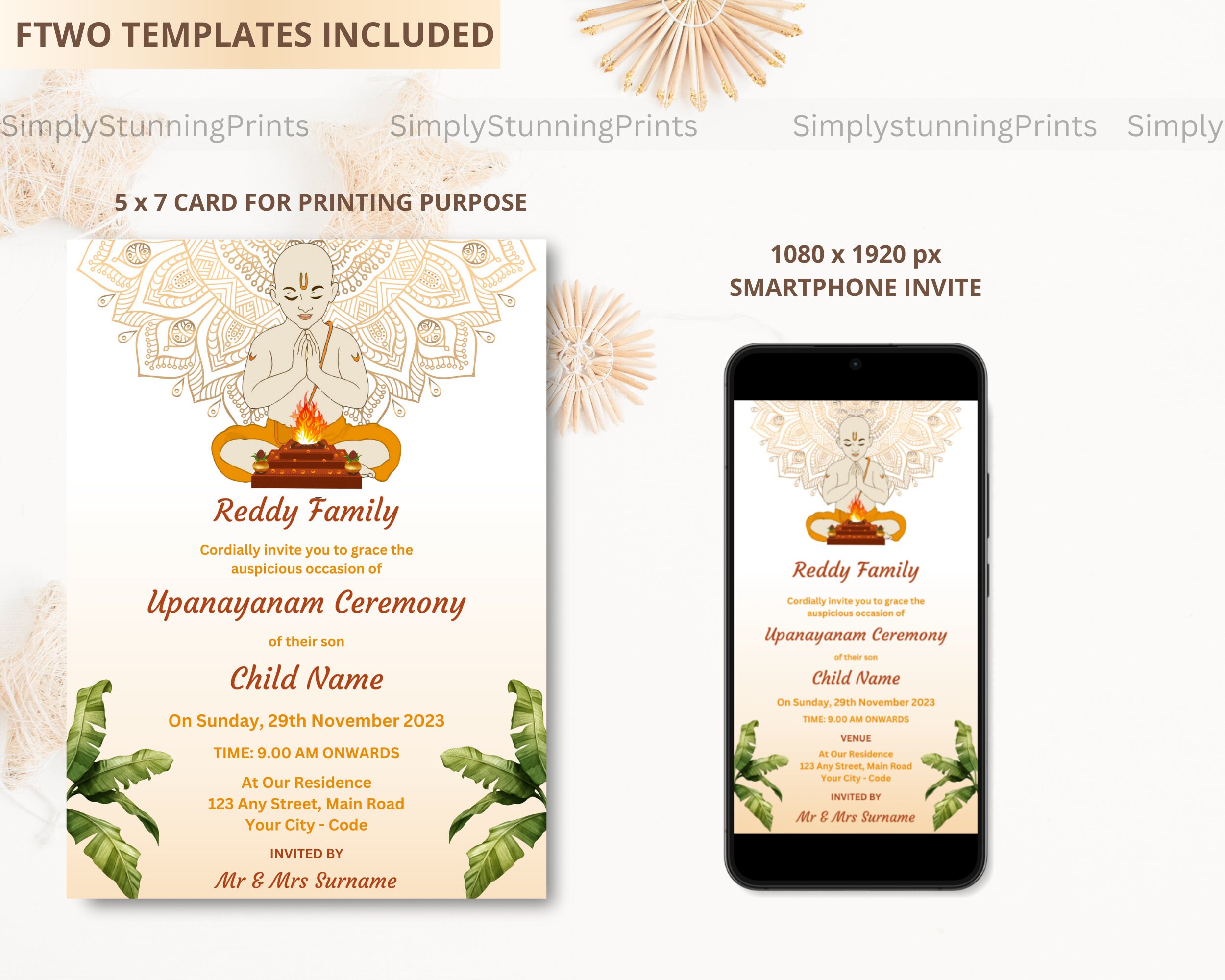 Upanayanam Ceremony Invitation as Thread Ceremony Janoi Ceremony Invite ...
