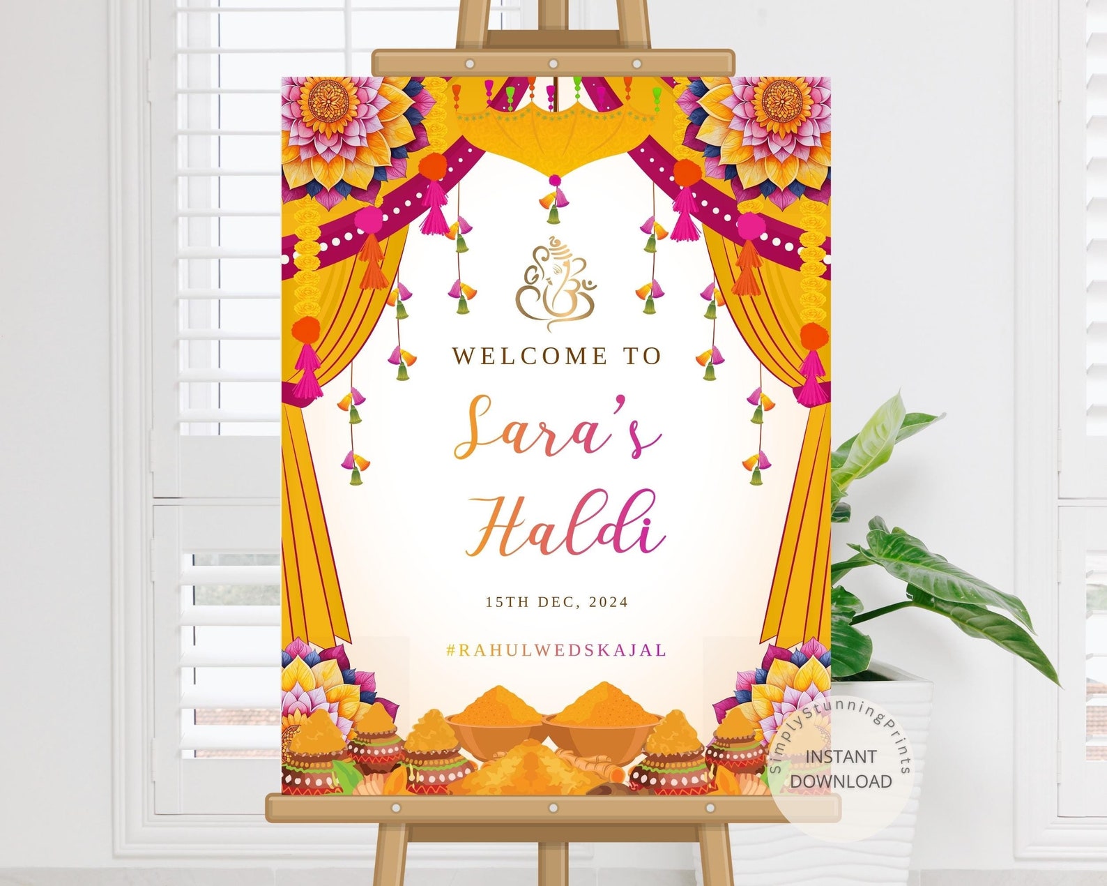 Haldi Ceremony Welcome Sign as Pithi Sign Indian Haldi Decoration Sign ...