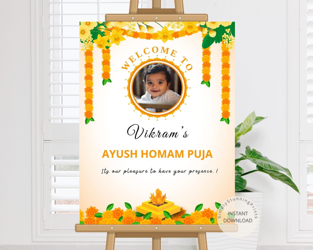 Ayush Homam Ceremony Welcome Sign | Ayush Homan Welcome Poster | Baby ...
