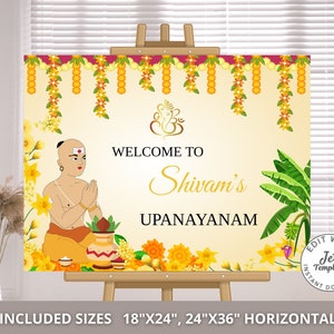 Upanayanam Ceremony Welcome Sign: Indian Thread Ceremony Decor (digital ...