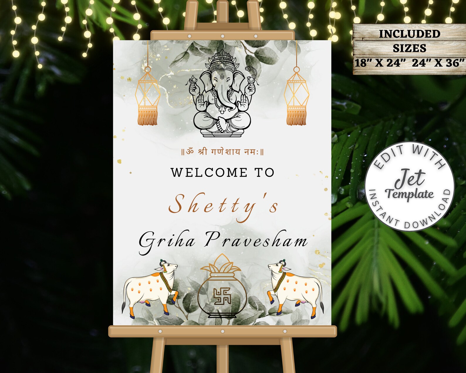 Indian Griha Pravesh Welcome Sign Indian Housewarming Welcome Poster ...