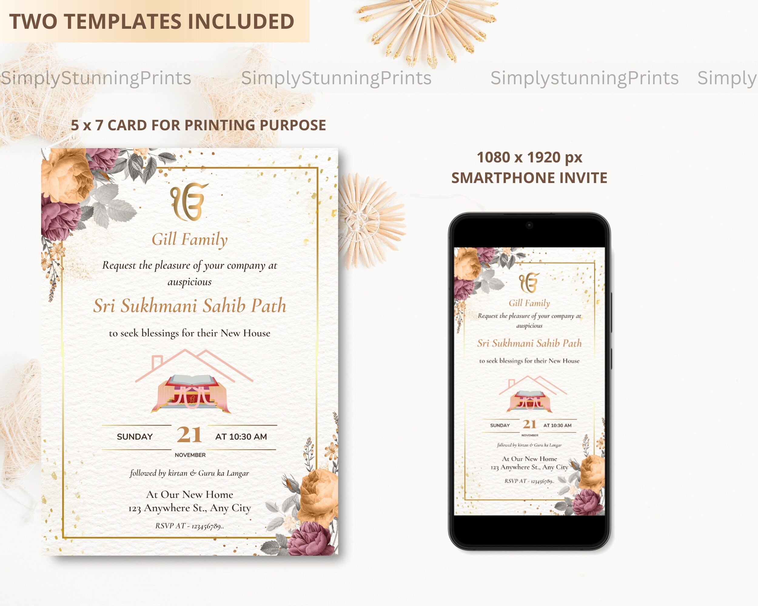 Sukhmani Sahib Path Invitation Card Sikh House Warming Invitation ...