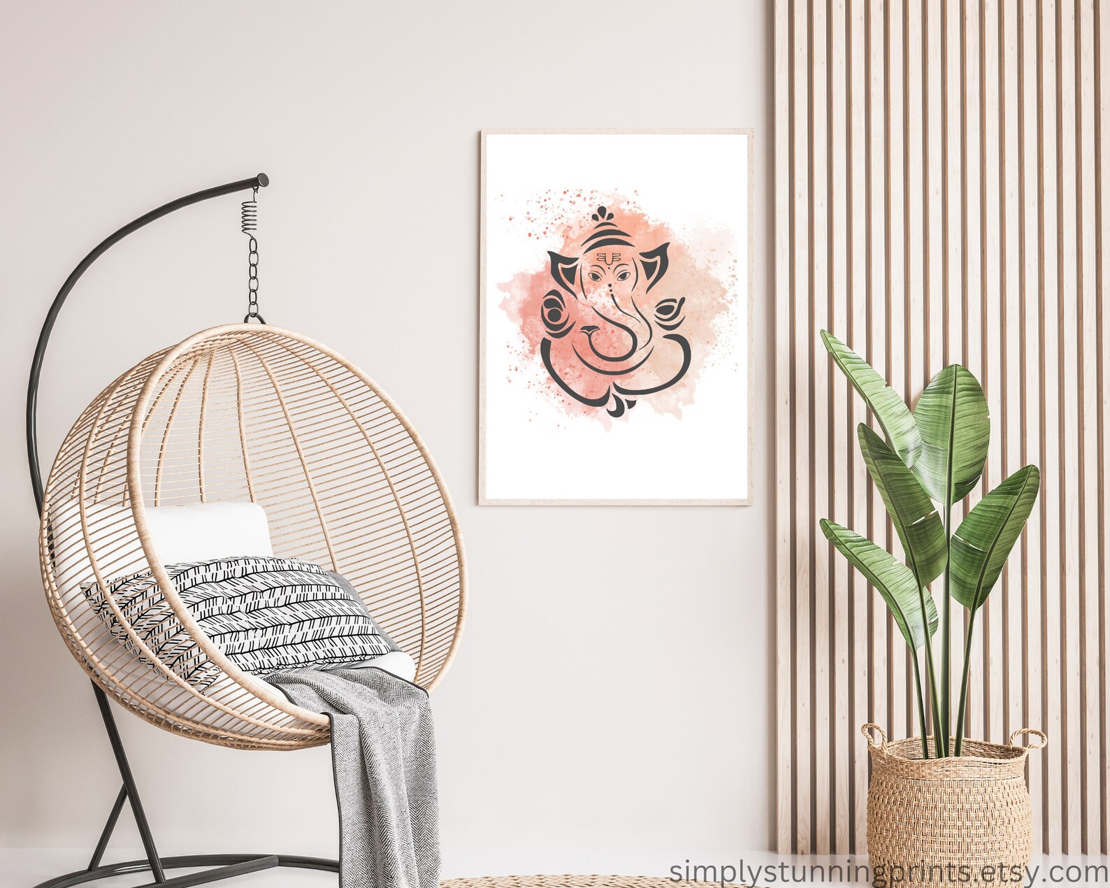 Modern Abstract Ganesha Print Watercolor Ganesh Printable Living Room ...