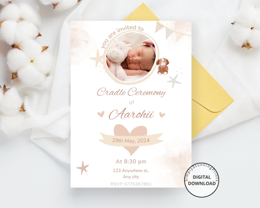 Baby Cradle Ceremony Invitation Naming Invitation Cradle Invitation ...