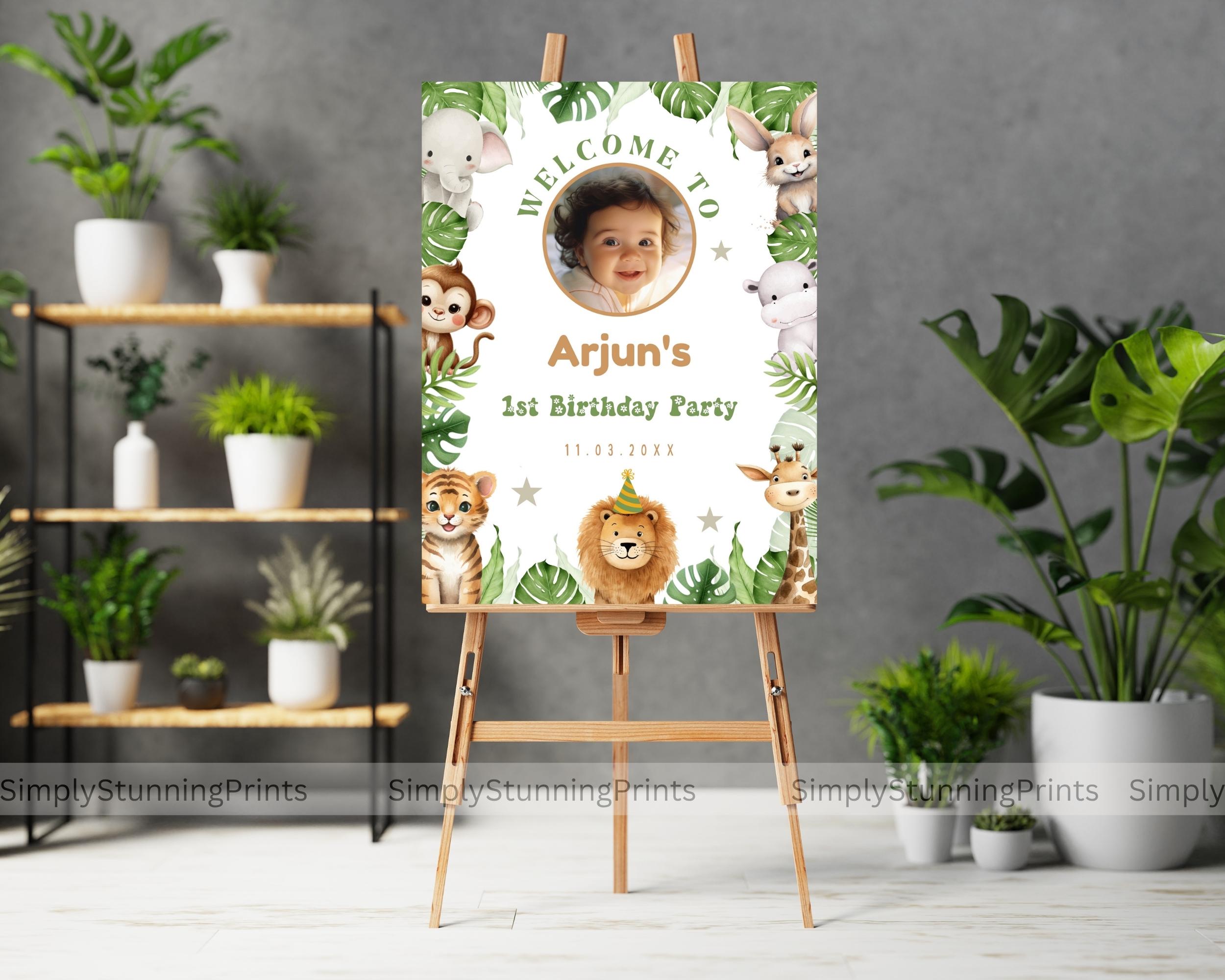 Jungle Safari Birthday Welcome Sign: Birthday Decor, Editable (digital ...