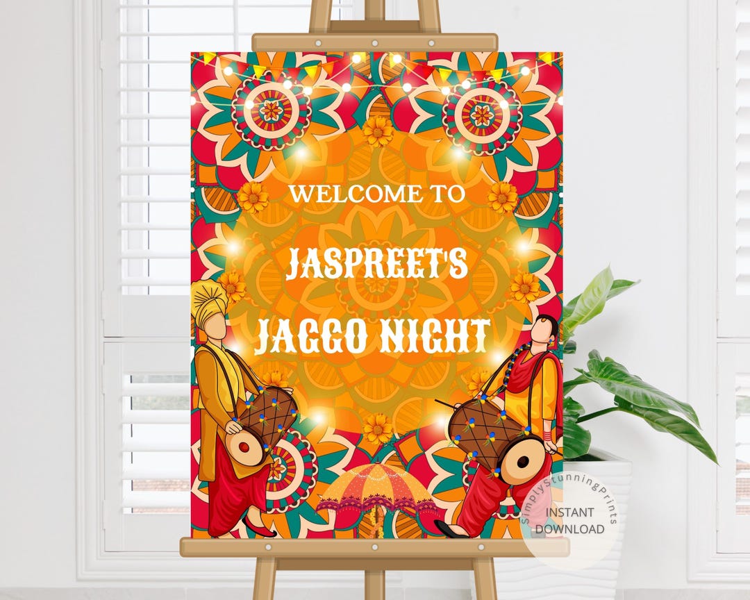 Jaggo Night Welcome Sign | Sikh Wedding Sign | Indian Wedding ...
