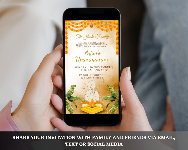 Upanayanam Ceremony Invitation: Traditional Thread Ceremony, Digital ...