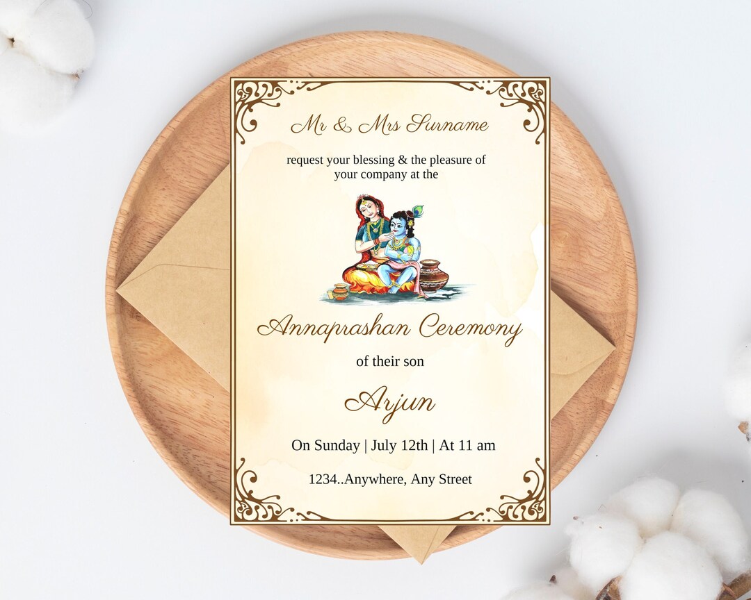 Annaprashan Invitation Template Editable Pasni Invitation First Rice ...