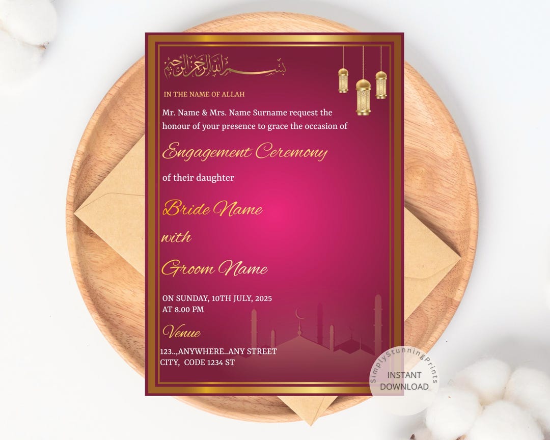 Muslim Engagement Invitation Card | Mangni Invitation Card | Engagement ...