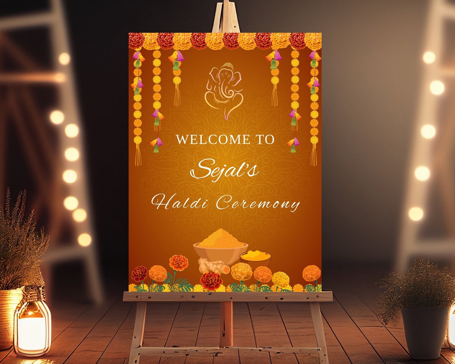 Haldi Welcome Sign as Pithi Sign Indian Haldi Decor Wedding Haldi Ceremony Sign Welcome to Haldi ...