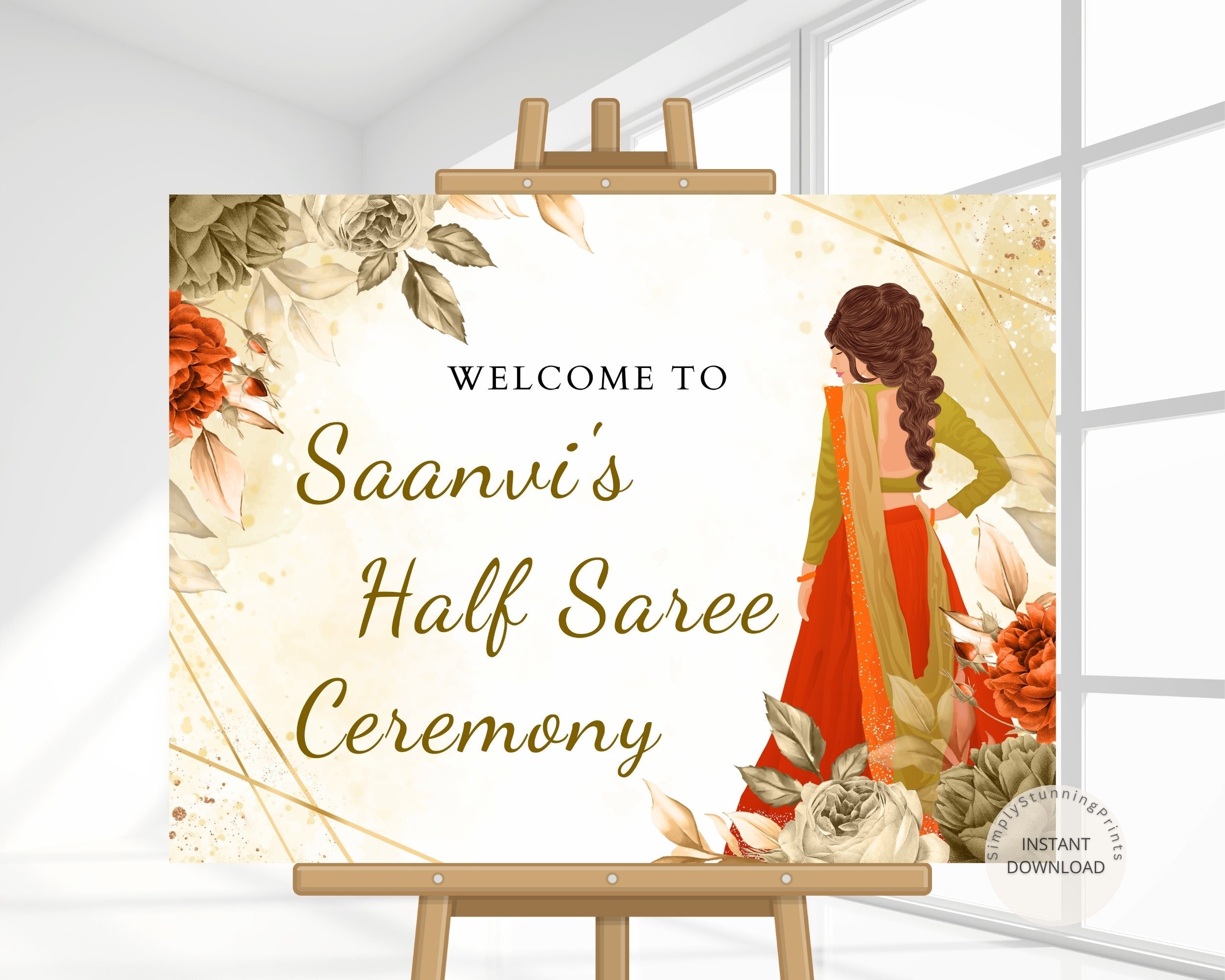 Half Saree Ceremony Sign Half Saree Welcome Poster Saree Ceremony Decor ...