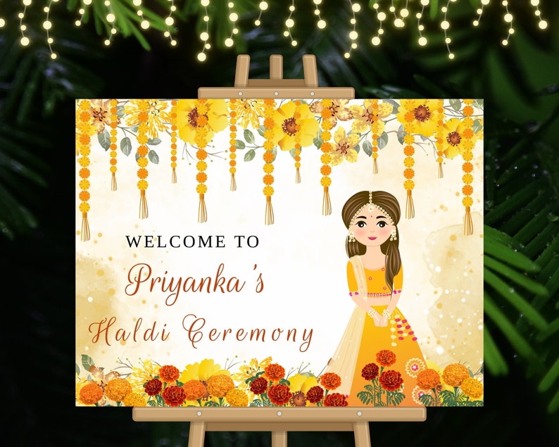 Indian Haldi Ceremony Welcome Sign Pithi Welcome Sign Haldi Ceremony ...