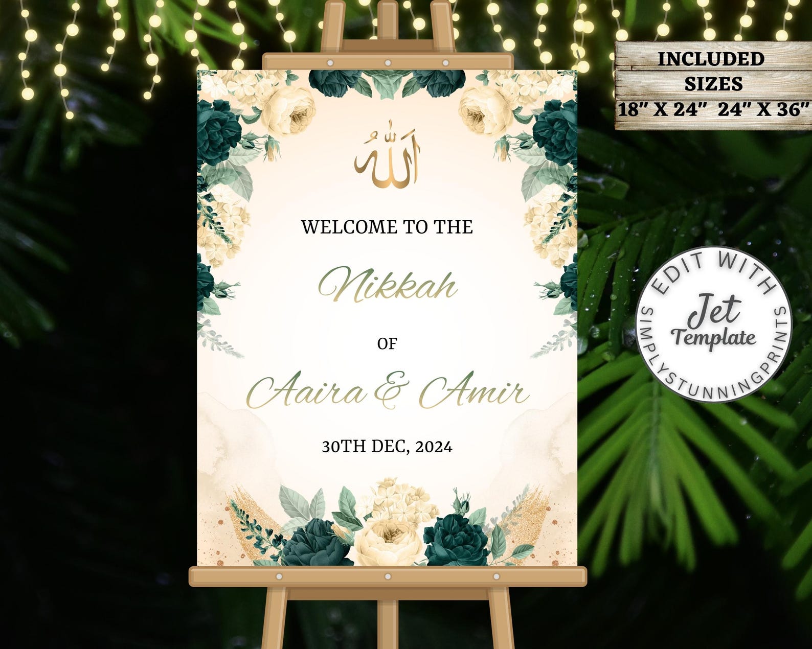 Muslim Wedding Sign as Nikkah Welcome Sign | Walima Welcome Signage ...