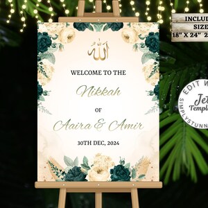 Muslim Wedding Sign as Nikkah Welcome Sign | Walima Welcome Signage ...