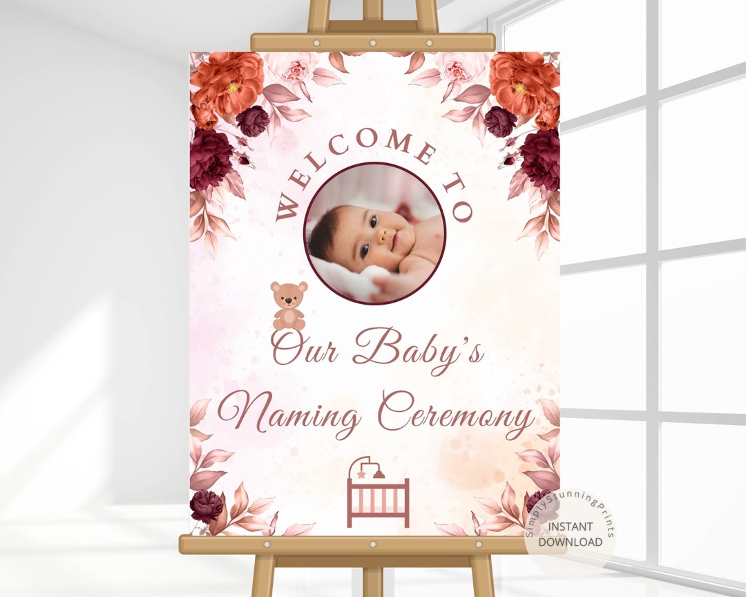 Naming Ceremony Photo Welcome Sign Baby Naming Day Sign Cradle Welcome ...