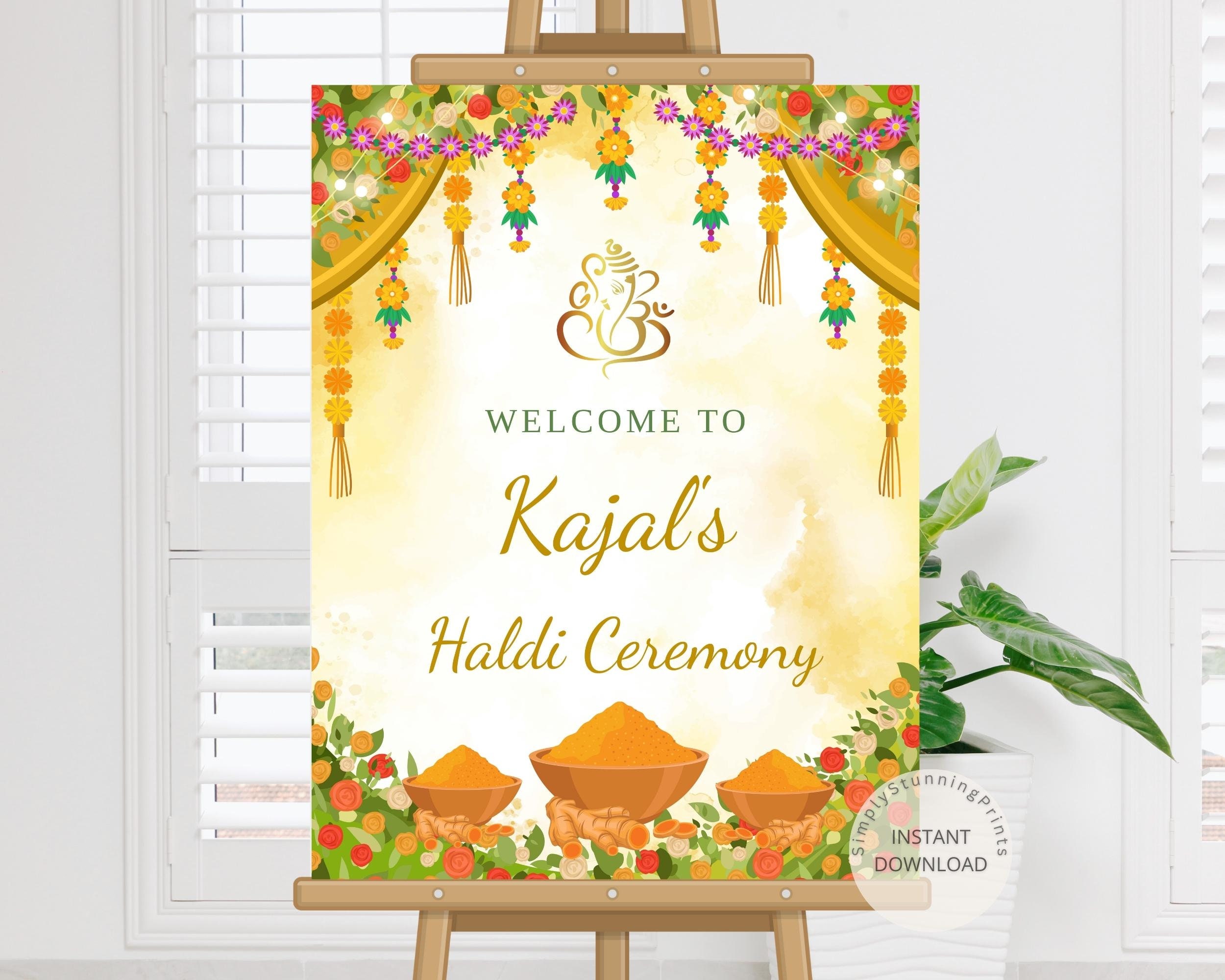 Haldi Ceremony Welcome Sign as Pithi Sign Indian Haldi Decor Wedding ...