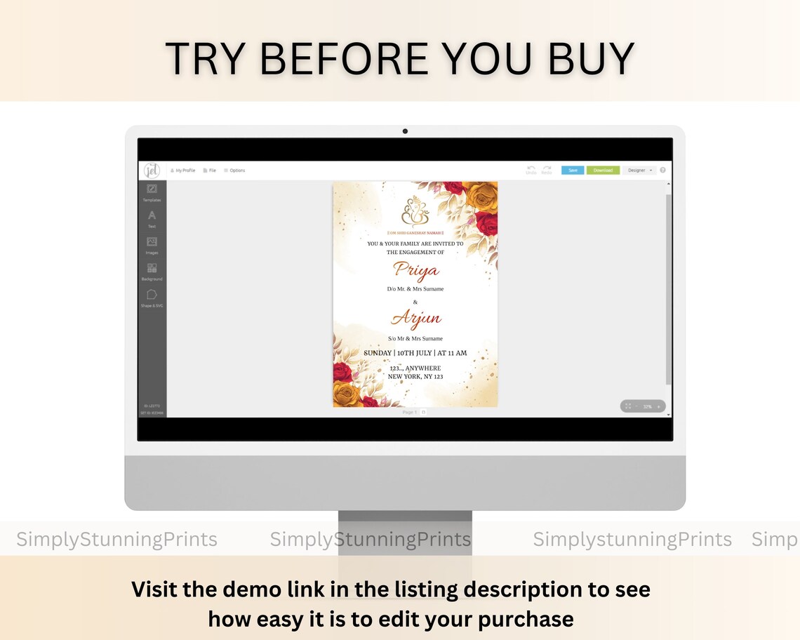 Indian Engagement Invitation Card Floral Engagement Invite Roka ...