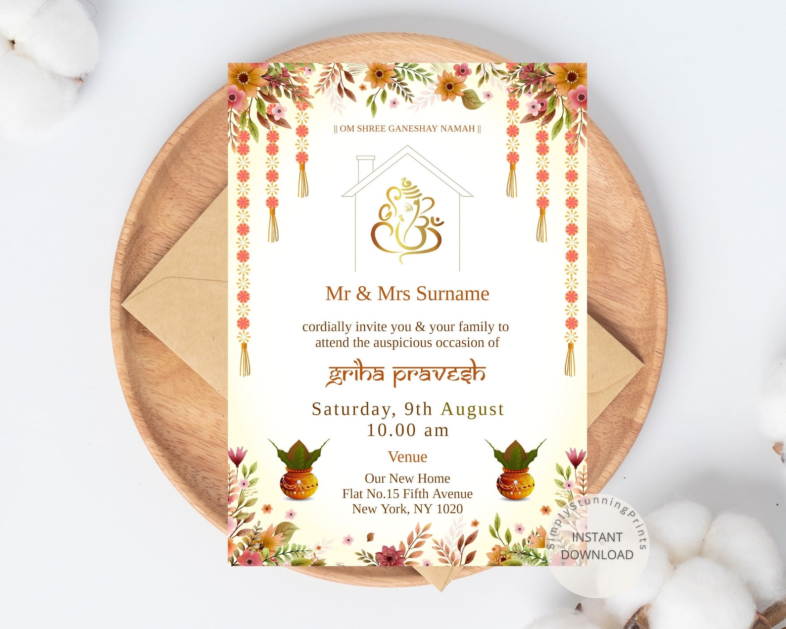 Indian Housewarming Invitation: Griha Pravesh, Vaastu Pooja (DIY ...