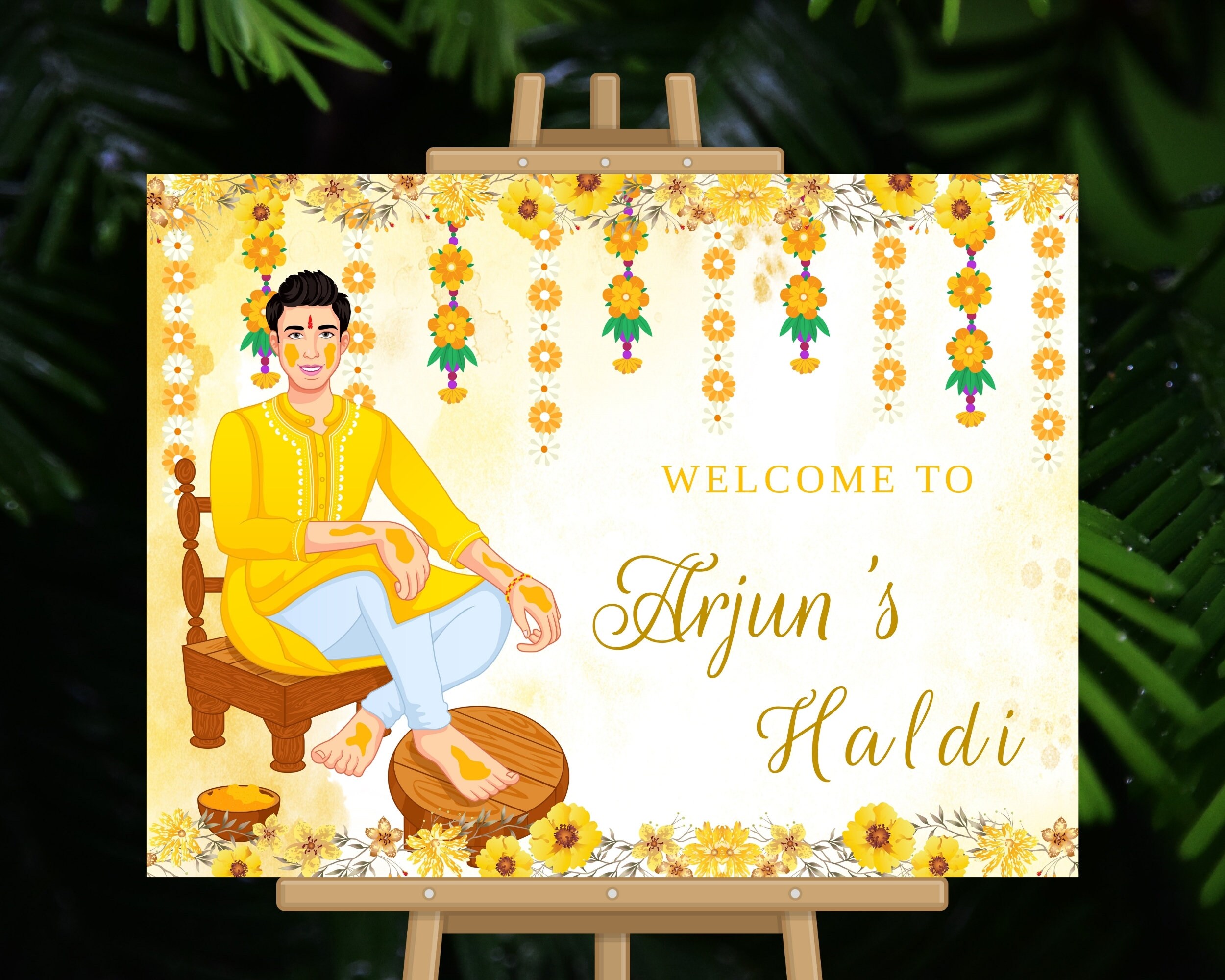 Boy Haldi Ceremony Welcome Sign as Pithi Sign Indian Wedding Haldi ...