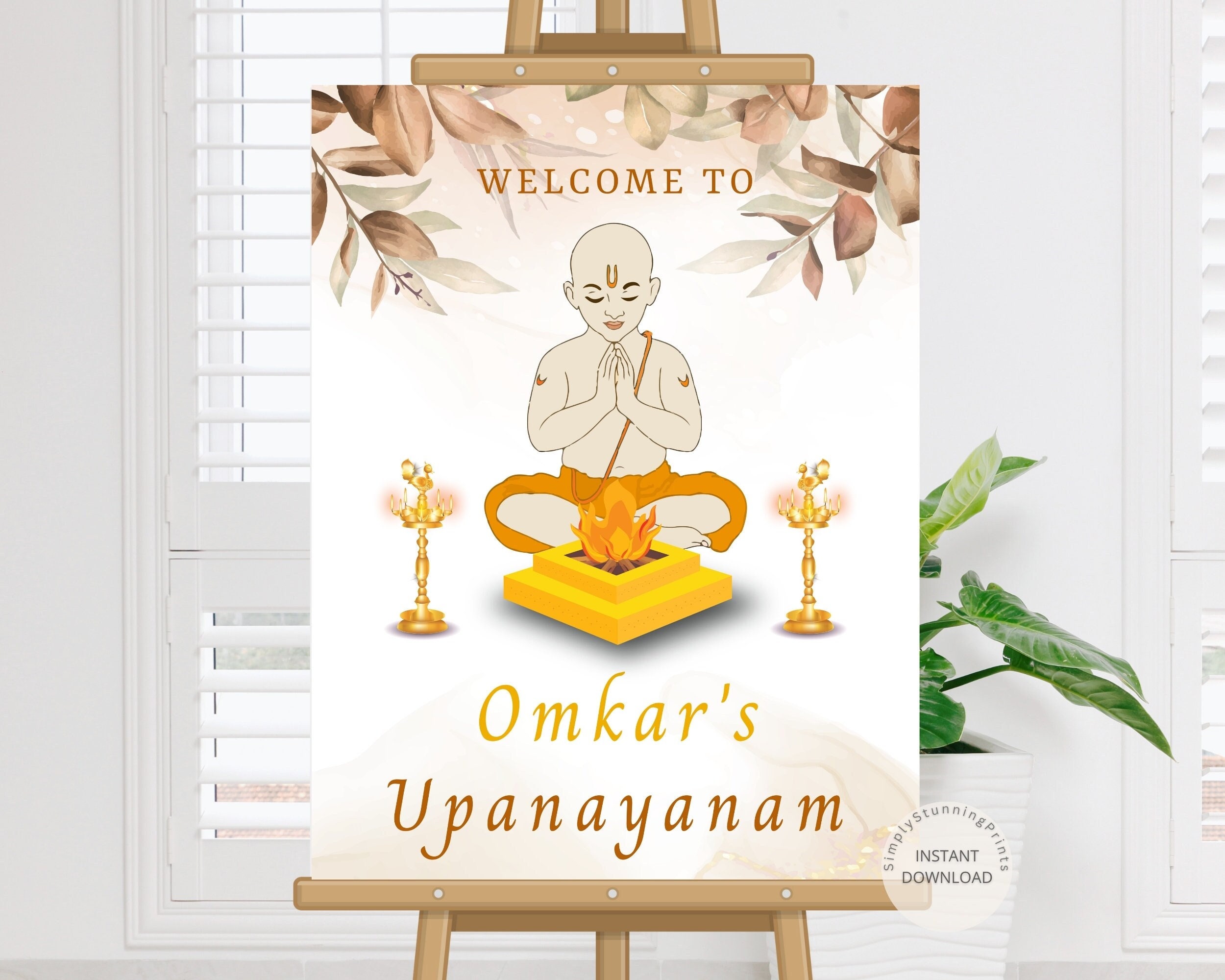 Editable Upanayana Ceremony Welcom Sign Thread Ceremony Entry Sign ...