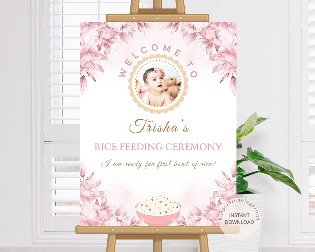 Rice Feeding Ceremony Welcome Sign | Rice Weaning Welcome Sign | Rice ...