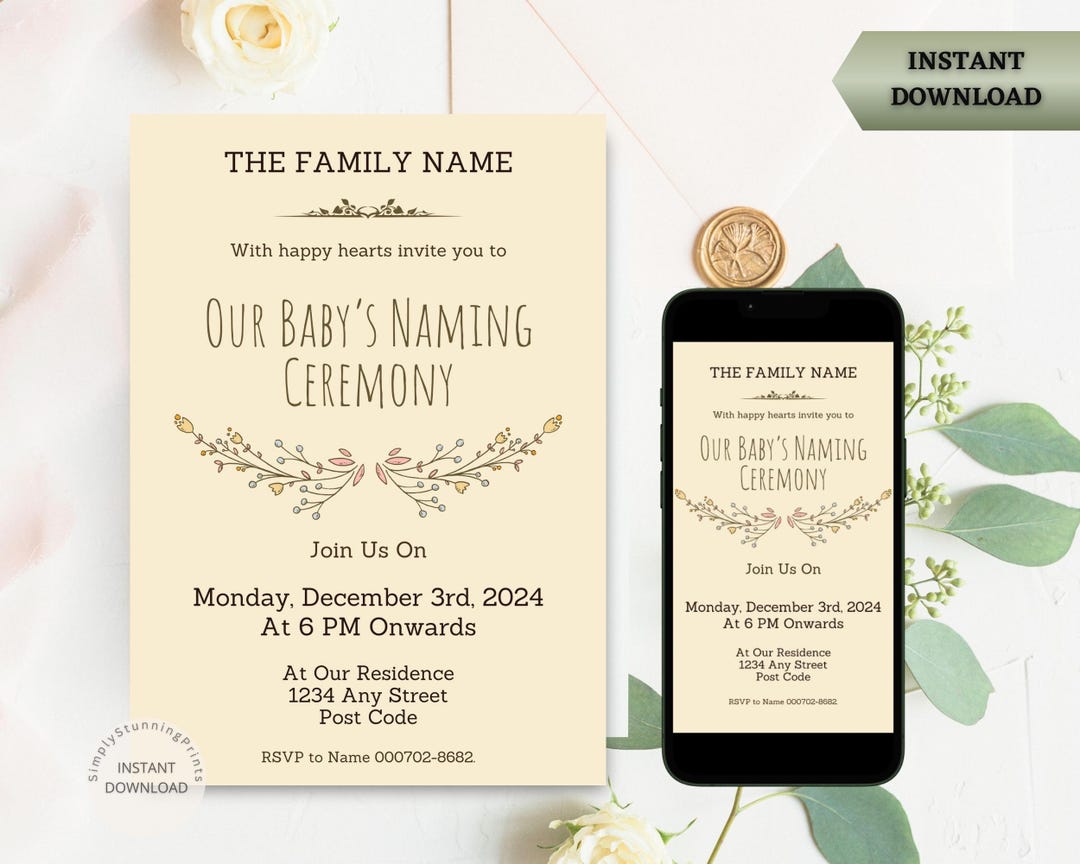 Baby Naming Ceremony Invitation Card | Cradle Ceremony Invite | Naming ...