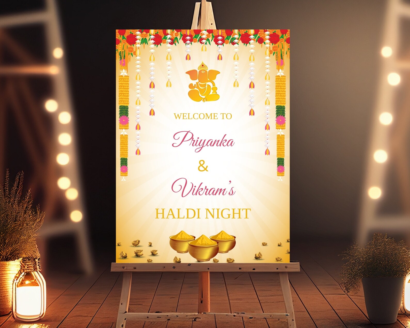 Haldi Ceremony Welcome Sign as Pithi Sign Indian Haldi Decor Wedding ...