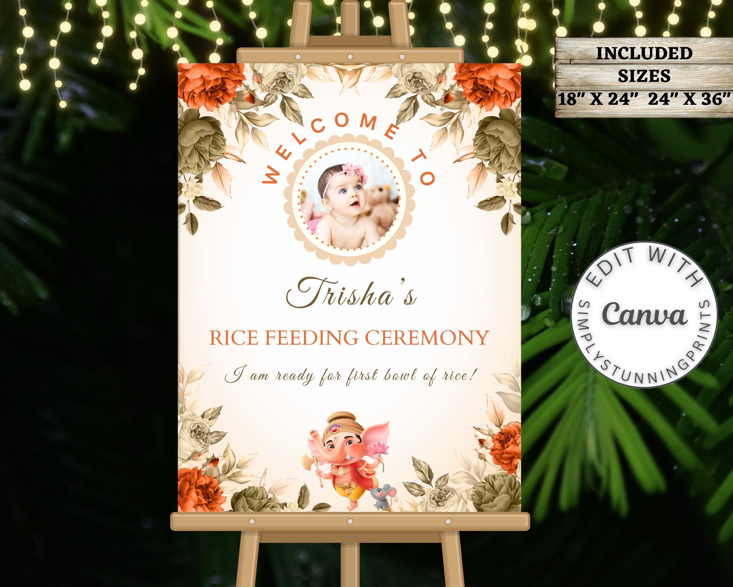 Rice Feeding Ceremony Welcome Sign Rice Weaning Welcome Sign Rice ...