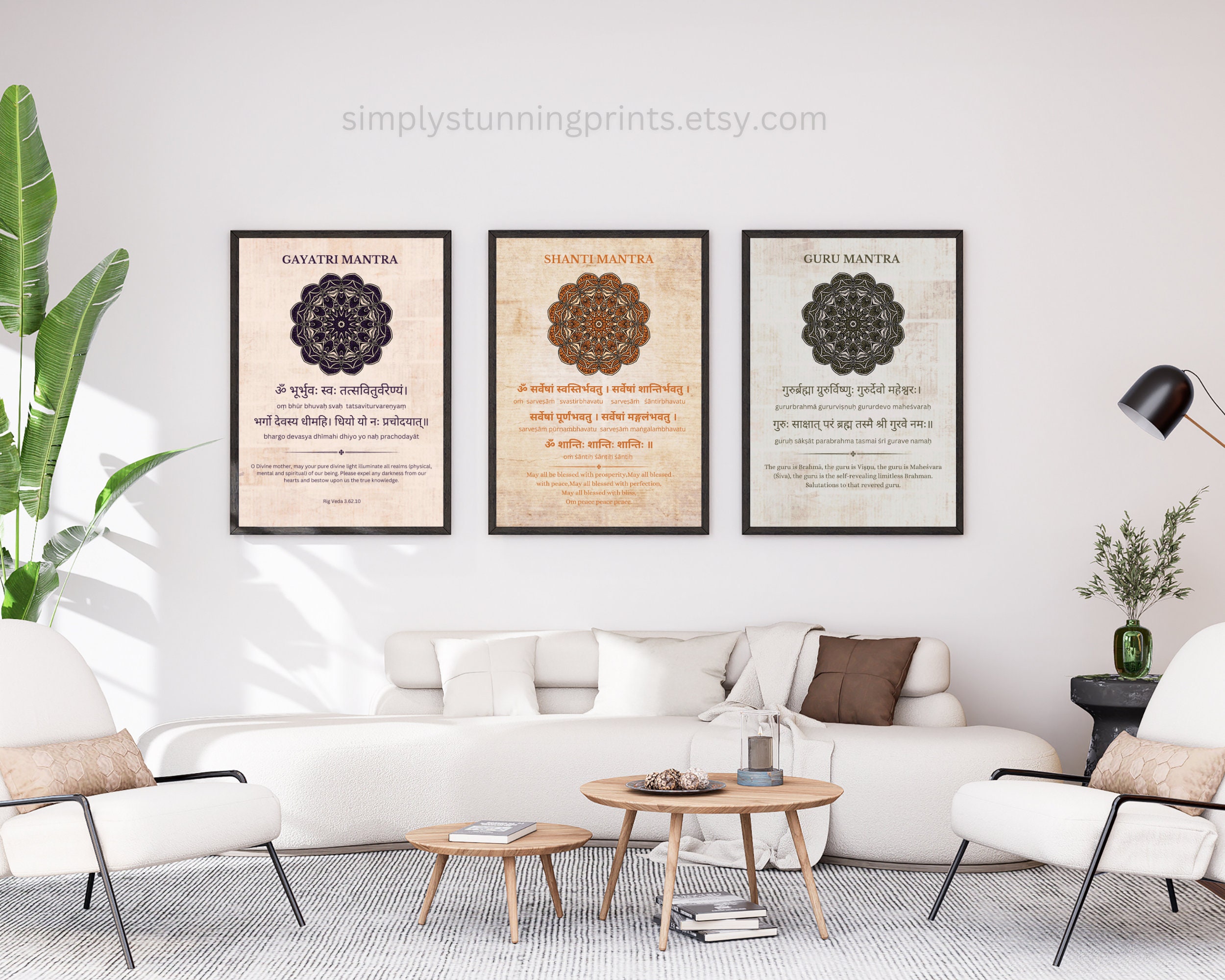 Set of 3 Mantra Wall Art Shanti Mantra Gayatri Mantra Guru - Etsy
