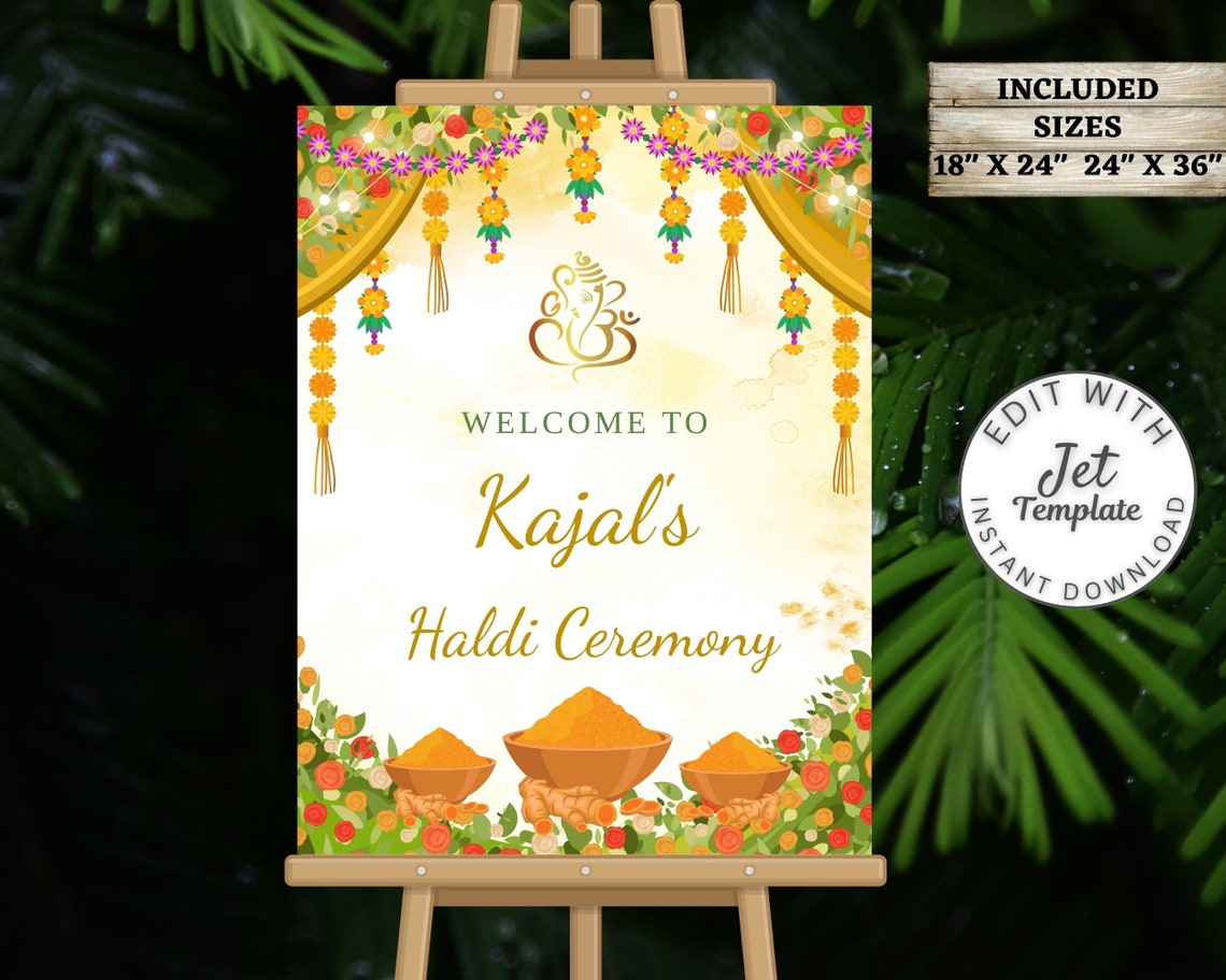 Buy Haldi Ceremony Welcome Sign as Pithi Sign Indian Haldi Decor ...