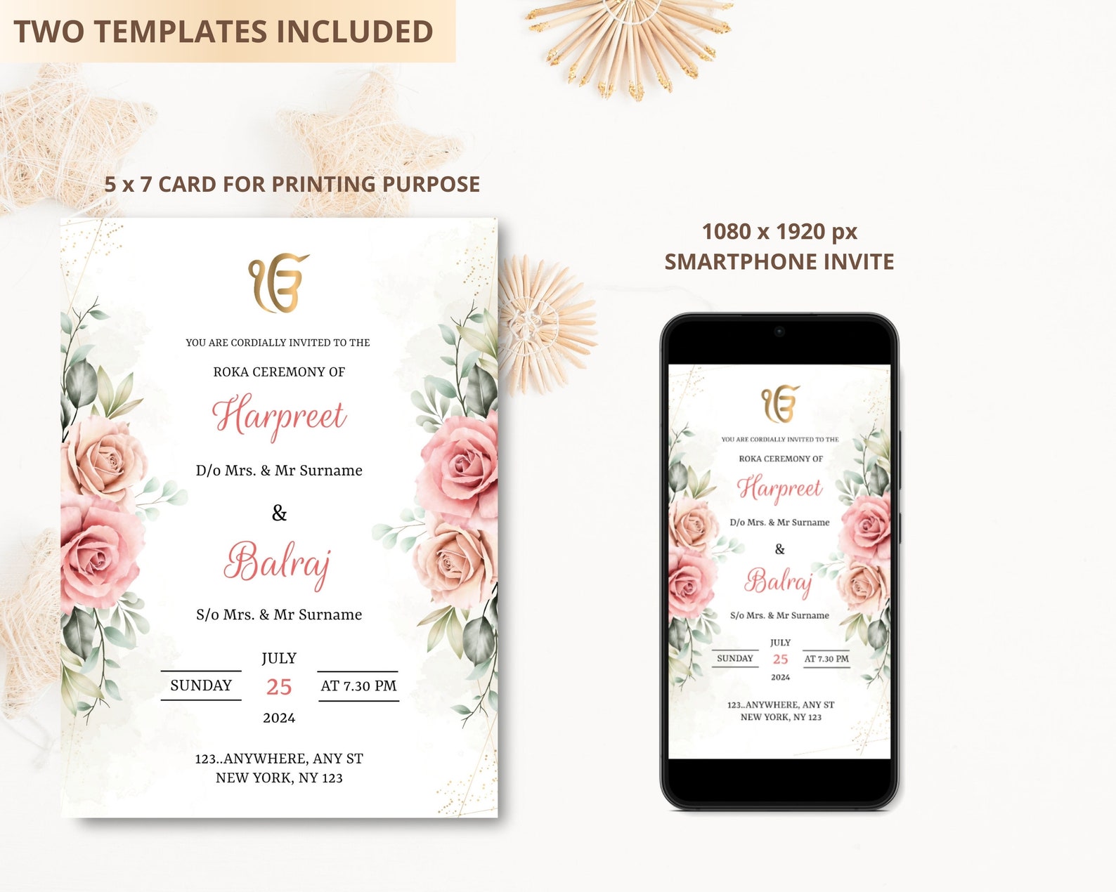 Indian Roka Ceremony Invitation Card as Engagement Card Floral ...