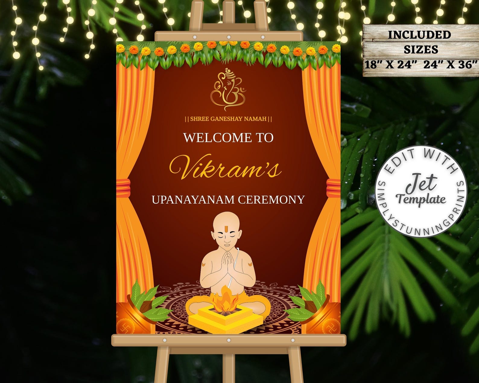 Upanayanam Ceremony Welcome Sign: Thread Ceremony Decor (digital ...